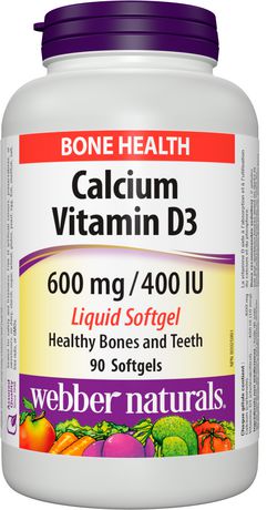 Webber Naturals Calcium 600 mg Vitamin D3 400 IU - 90 softgels – Johnstone IDA Pharmacy