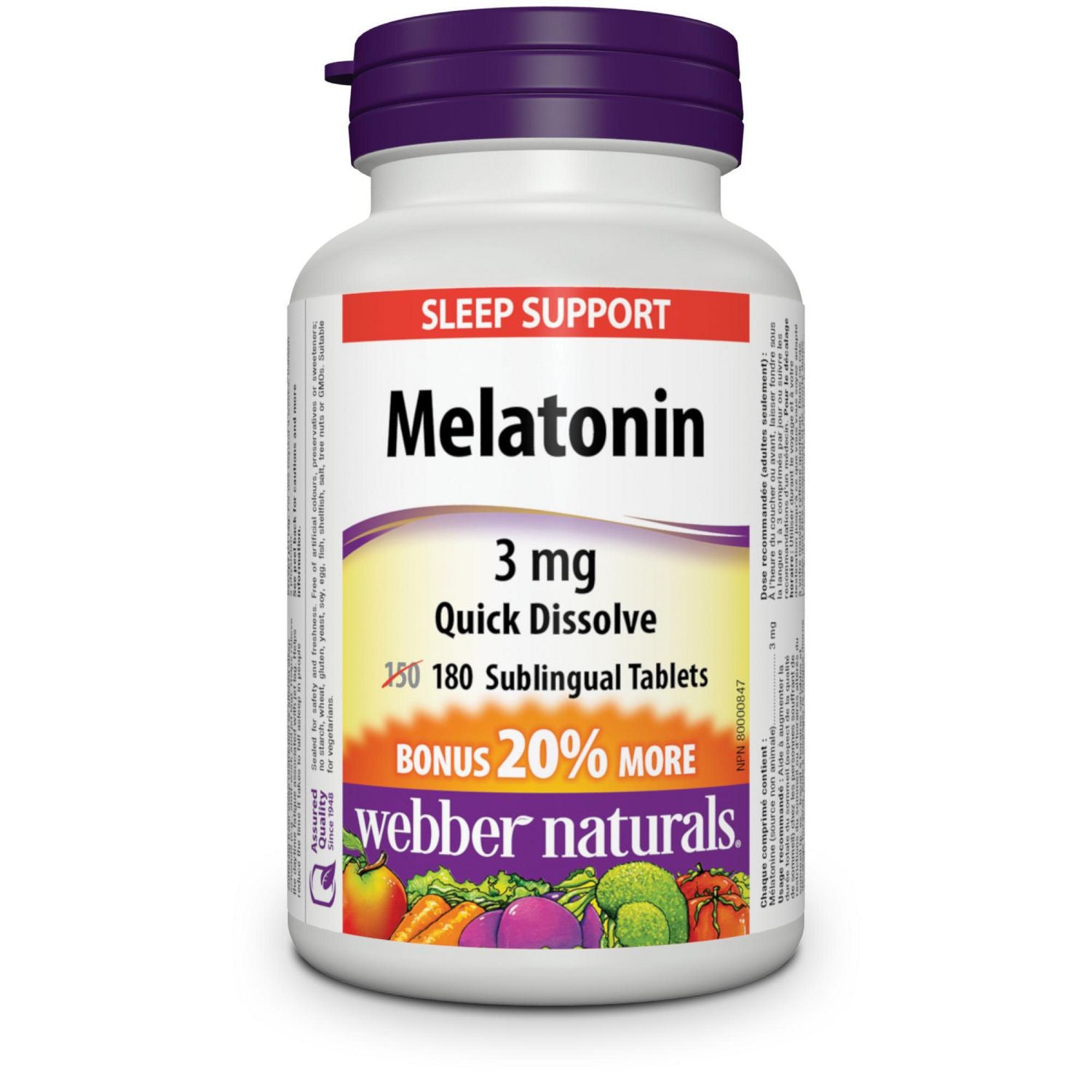 Webber Naturals Melatonin 3 mg Quick Dissolve Sublingual Tablets ...