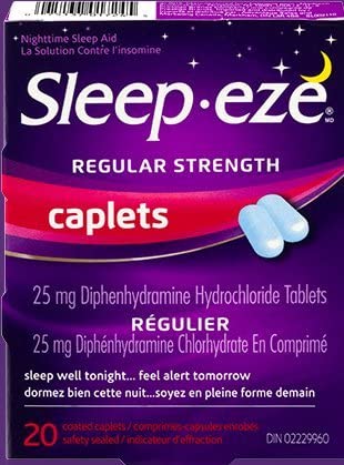 Sleep-Eze Regular Strength 25 mg Diphenhydramine Hydrochloride Tablets ...