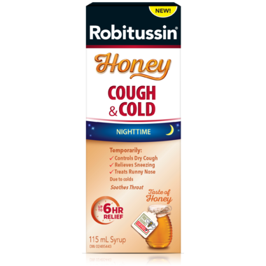 Robitussin Nighttime Cough & Congestion Syrup, Honey Flavour ...