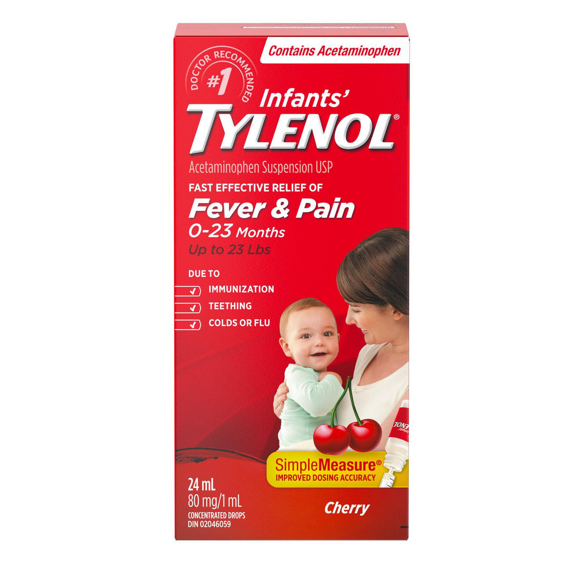 Tylenol Infants' Acetaminophen Suspension, Dye-Free - 24ml, 80mg/1ml ...