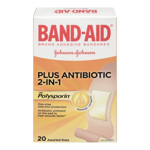 Band-Aid Plus Antibiotic, with Polysporin Adhesive Bandages - 20 assor ...