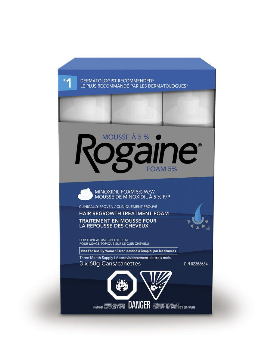 Rogaine Men’s Hair Regrowth Treatment, 5% Minoxidil Foam Extra Strengt ...
