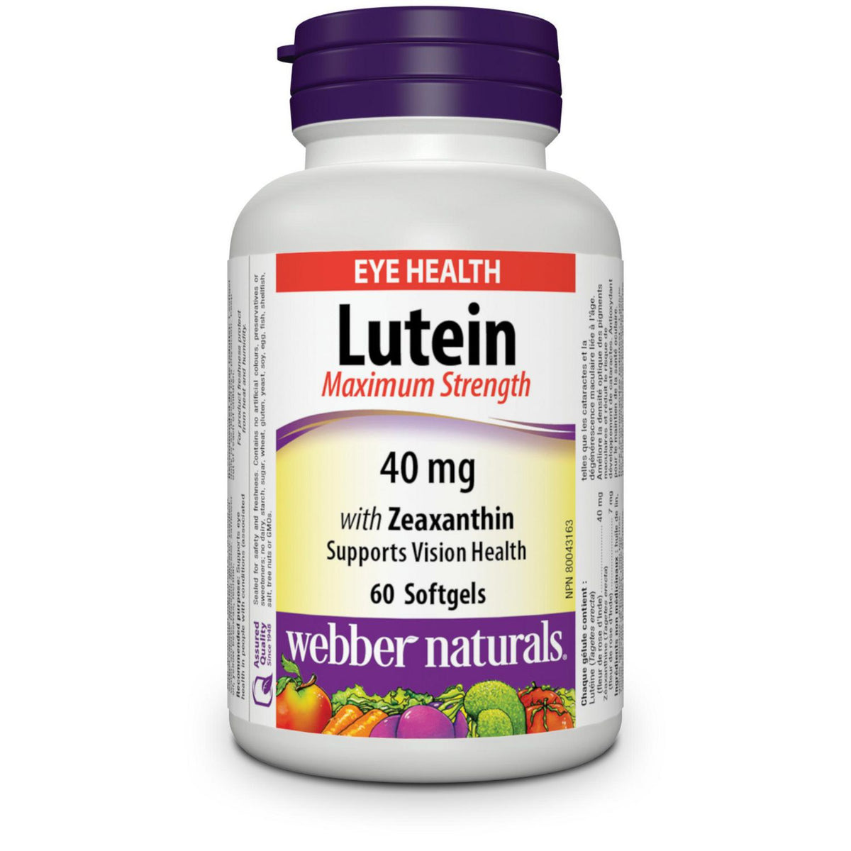 Webber Naturals Lutein Maximum Strength 40 mg with Zeaxanthin - 60 sof ...