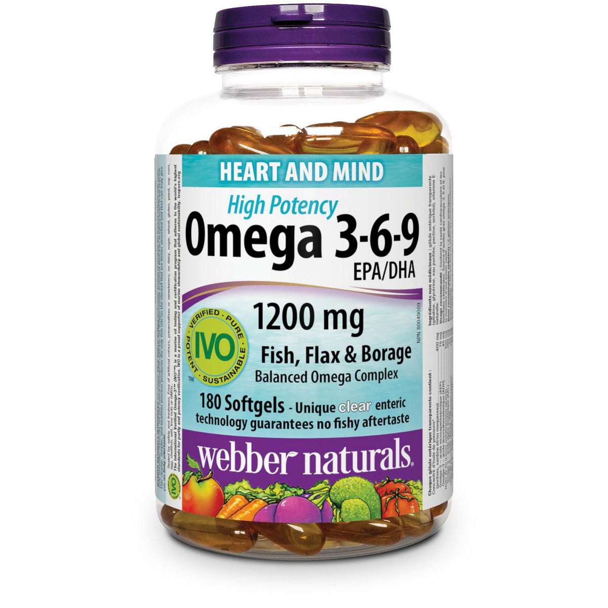 Webber Naturals High Potency Omega 3-6-9 EPA/DHA 1200 mg - 180 softgel ...