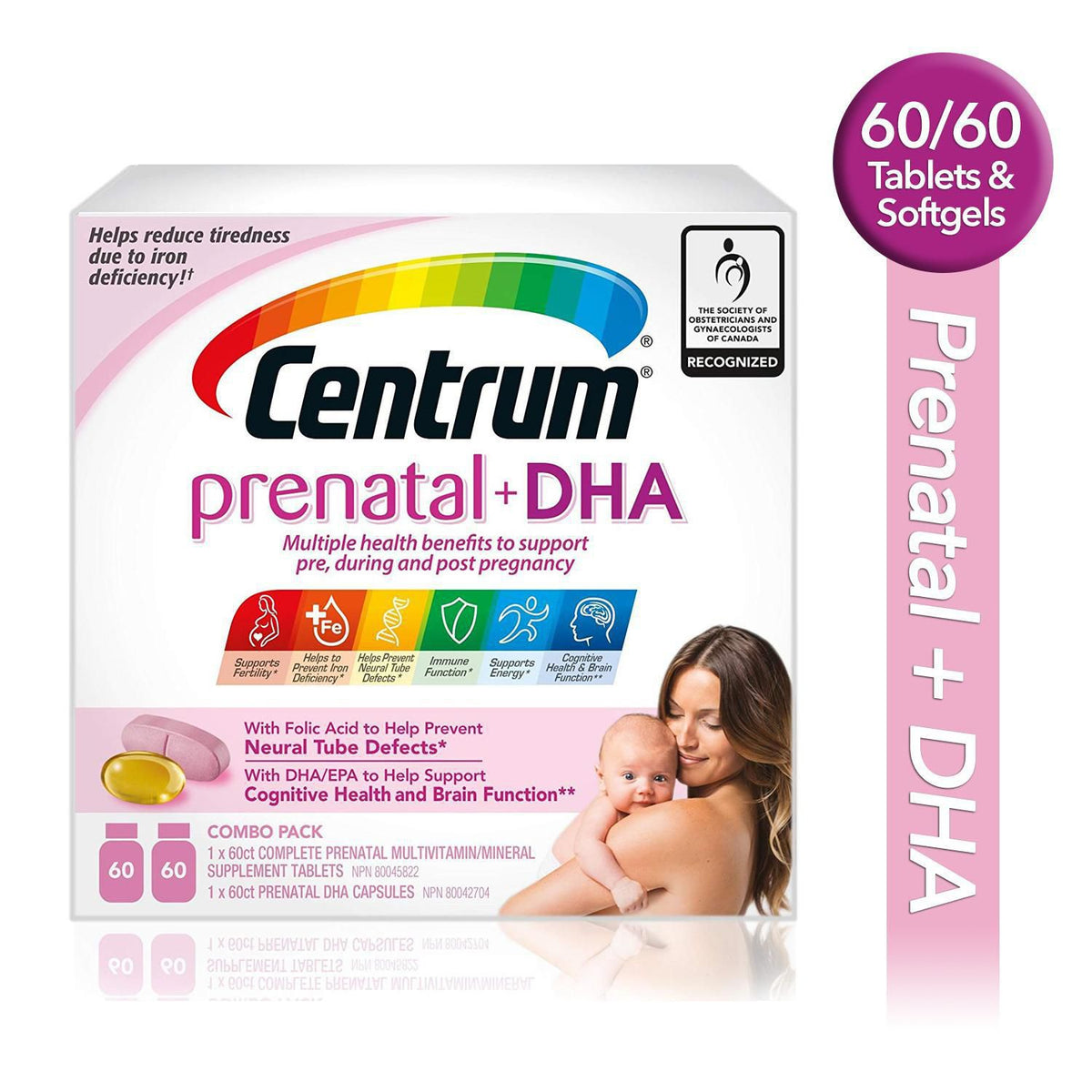 Centrum Prenatal+DHA Combo Pack - 60 prenatal tablets + 60 DHA capsule ...