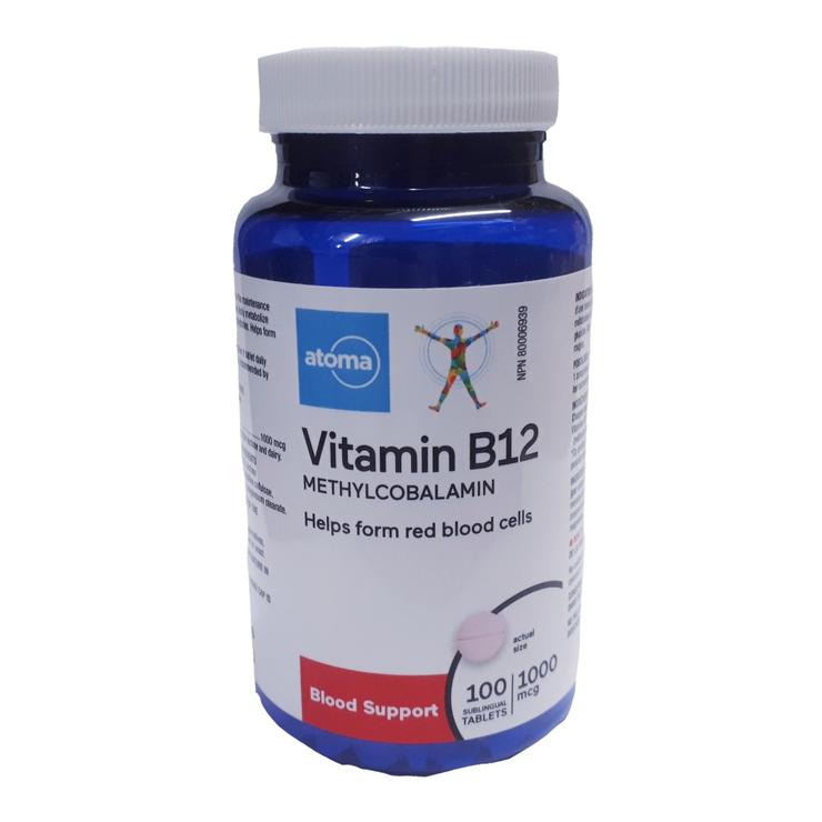 Atoma Vitamin B12 1000 mcg - 100 sublingual tablets – Johnstone IDA ...