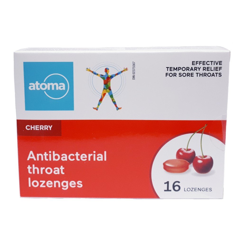 Atoma Antibacterial Throat Lozenges, Cherry Flavour - 16 lozenges ...