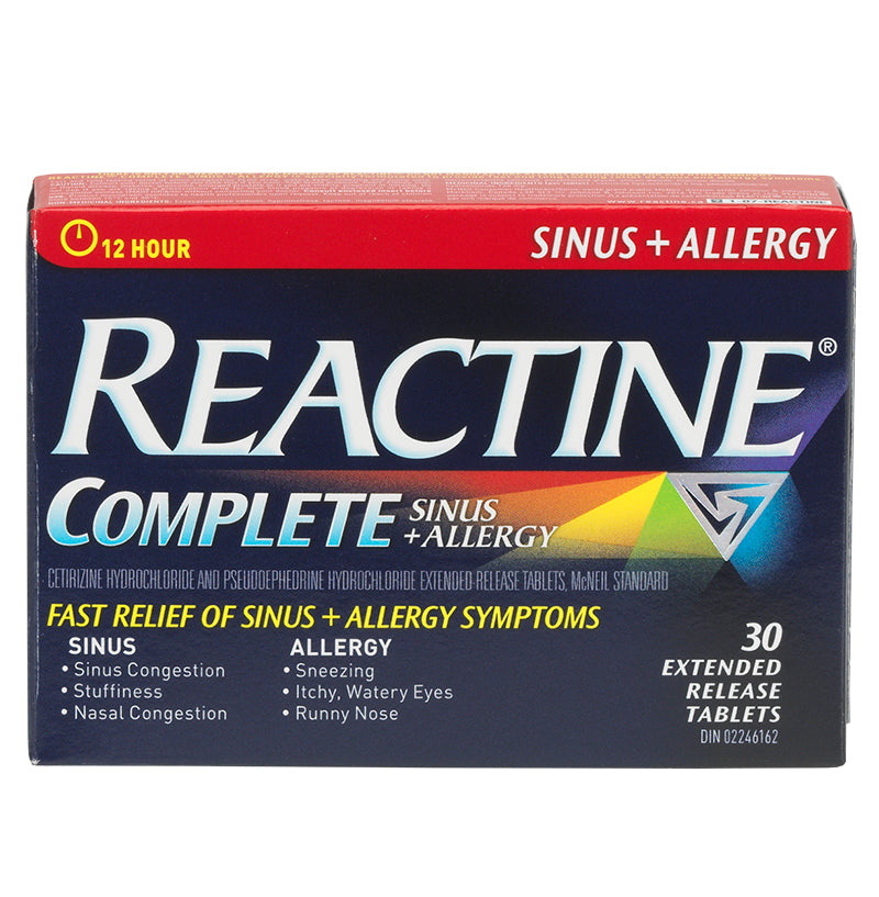 Reactine 12-Hour Non-Drowsy Complete Sinus + Allergy Tablets - 10 tabl ...