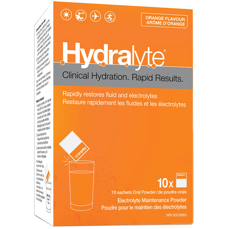 Hydralyte Clinical Hydration Powder, Orange Flavour - 10 sachets ...